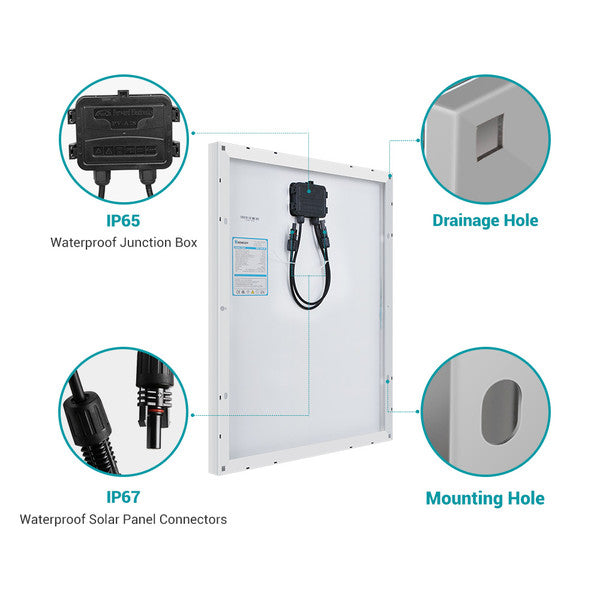 Renogy 50 Watt 12 Volt Monocrystalline Solar Panel (New Edition ...